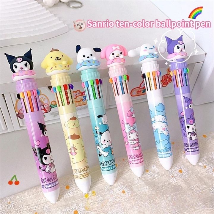 Sanrio Cartoon Ballpoint Pen Kuromi Melody Cinnamoroll Pudding 10 ...