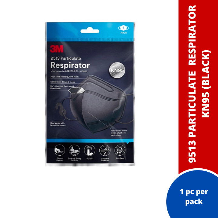 3M Respirator KN95 9513 Face Mask (Black) (1 pc per pack) | Lazada
