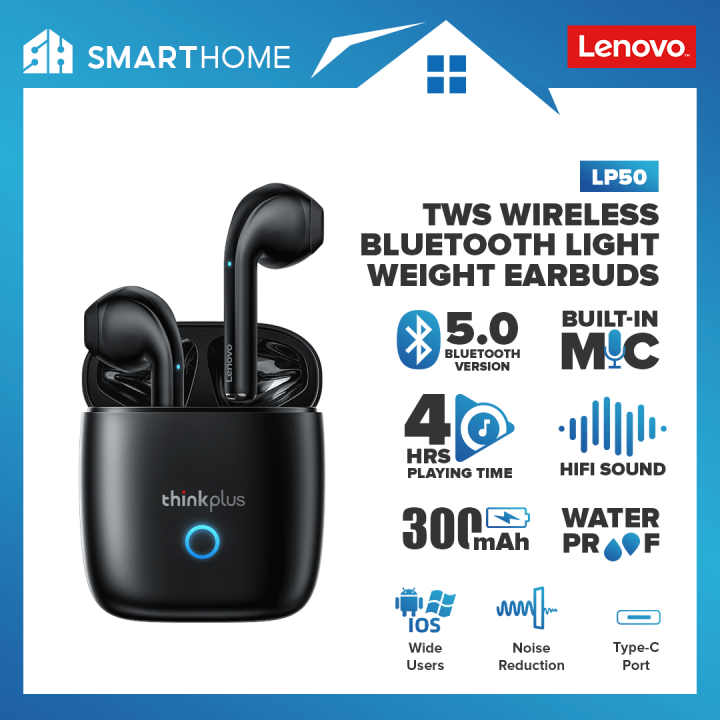 Lenovo Thinkplus LP50 Wireless Earbuds TWS BT5.0 Earphones With ...