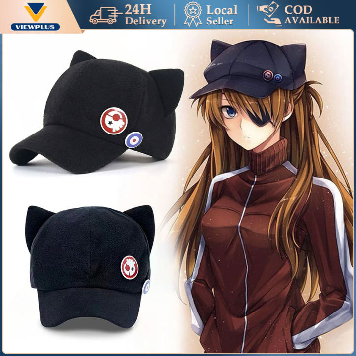 Shikinami Asuka Rangure Cat Ear EVA Hat Girls Cute Cap Anime Baseball ...