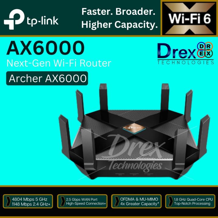 TP-LINK Archer AX6000 Next Gen Wi-Fi 6 Router Dual Band Gigabit Wifi 6 ...
