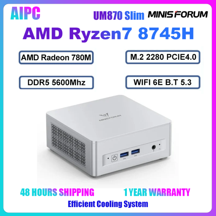 MINISFORUM UM870 Slim MINI PC AMD Ryzen7 8745H AMD Radeon 780M DDR5 ...