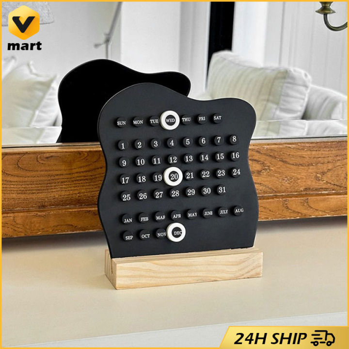 Acrylic Wooden Desktop Calendar Perpetual Calendar Decoration Manual ...