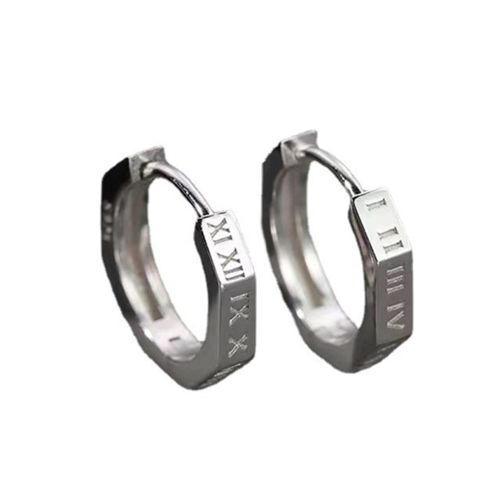 ROstal ต่างหูห่วงแฟชั่นแบบเจาะพิมพ์ตัวเลขโรมัน1คู่ตุ้มหูเครื่องประดับ ...