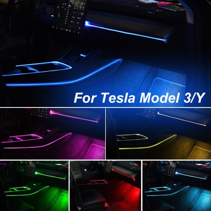For Tesla Model 3 Model Y LED Interior Car Neon Lights Center Console ...