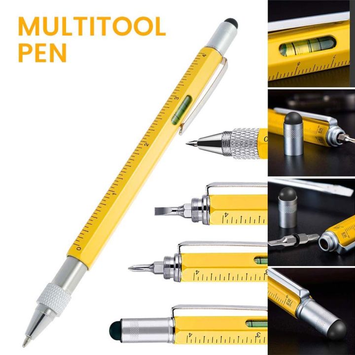 MMLUCK 6 in 1 Aluminum Gadget Pen Tool With Scale Level Meter Cross ...