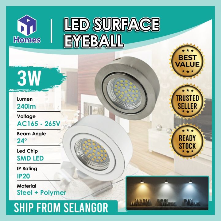 LED Surface Eyeball / Spotlight / Downlight / Cabinet light 3w SMD | Lazada