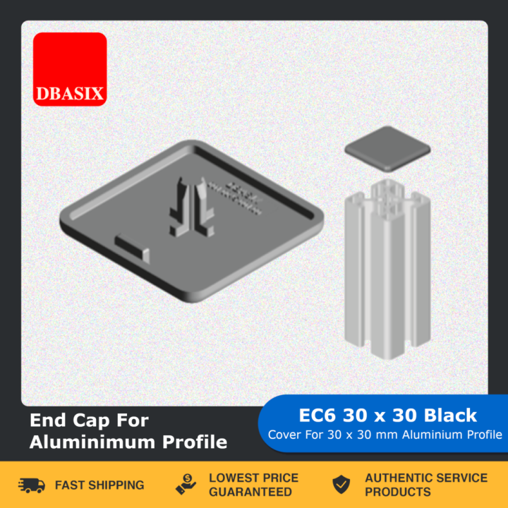 DBASIX - EC6 30x30 Black End Cap For Aluminium Profile - 10 Pcs | Lazada