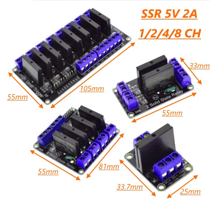 SSR 5V 1/2/4/8 Channel Solid State Relay 2A Active LOW โมดูลรีเลย์ กระแสสลับ | Lazada.co.th