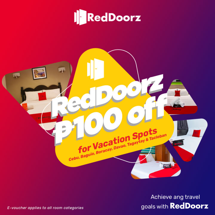 RedDoorz Php100 off (for Vacation Spots - Cebu, Baguio, Boracay, Davao, Tagaytay) | Lazada PH