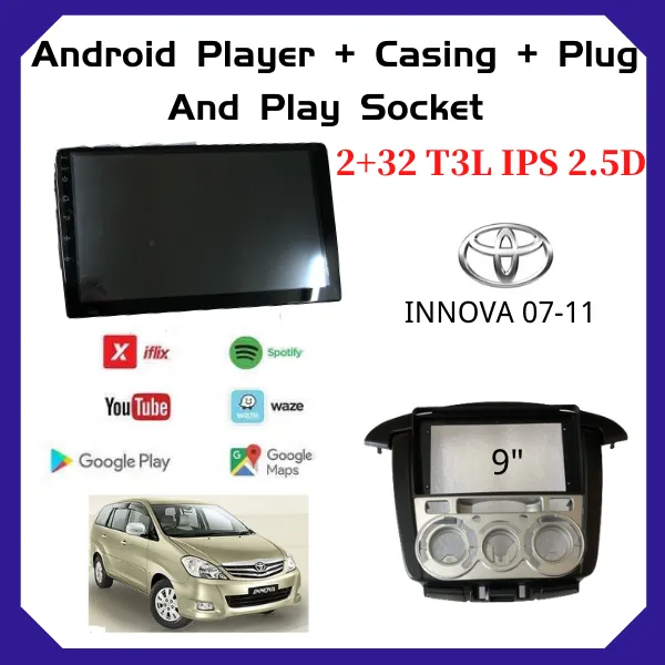 (2RAM 32GB T3L IPS 2.5D SCREEN) TOYOTA INNOVA 07-11 9" Inch Android 10 ...