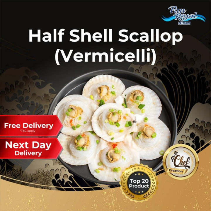 [PAN ROYAL] Frozen Half Shell Scallop with Vermicelli 6 pcs | Lazada ...