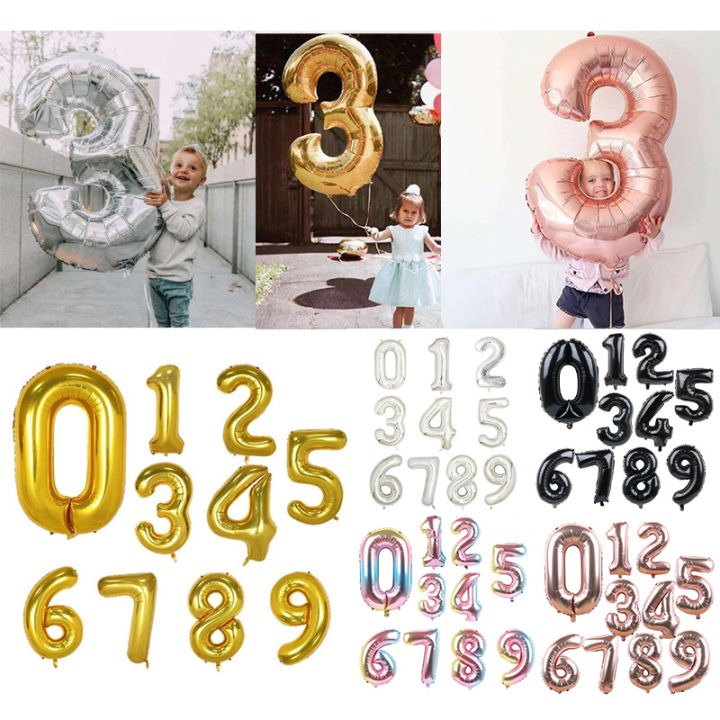 Balon Foil Angka Motif Gold Silver Rosegold Hitam Ukuran 100cm Party ...