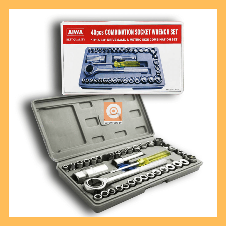 [cargo Rope Ph] Socket Wrench Heavy Duty 40pcs Combination Set Steel
