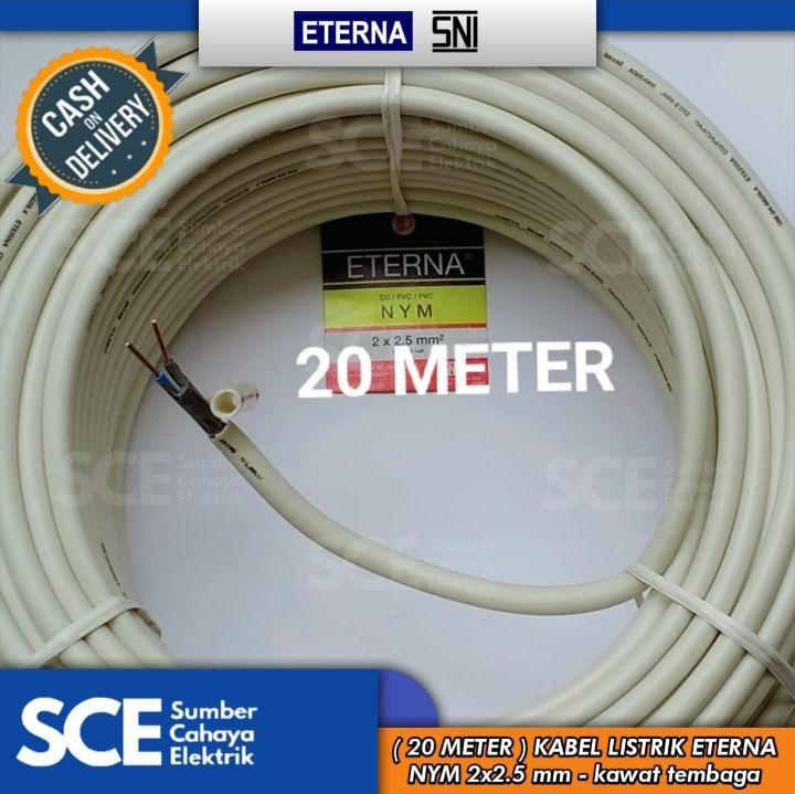 ( 20 METER ) KABEL LISTRIK ETERNA NYM 2x2.5 mm - KAWAT TEMBAGA | Lazada Indonesia