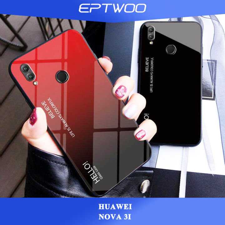 EPTWOO For Huawei Nova 3i Phone Case Gradient Color Tempered Glass ...