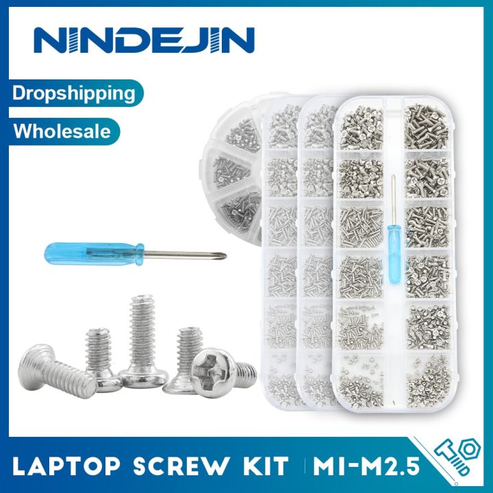 NINDEJIN ชุดสกรูคอมพิวเตอร์แบบไขว้แล็ปท็อปขนาดเล็กชุบนิกเกิล M1.2 M1.4 ...