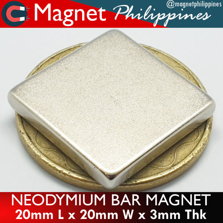 1 PIECE N52 Neodymium BAR Magnet 20mm L x 20mm W x 3mm Thickness Super ...
