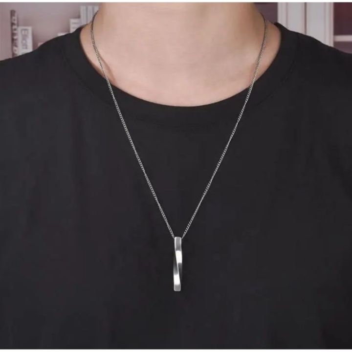 KALUNG PRIA WANITA TITANIUM PREMIUM MODEL RANTAI LIONTIN BALOK PLINTIR ...