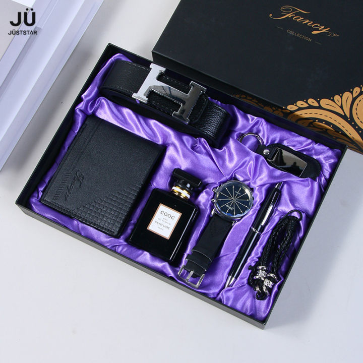 Just Star Wallet Gift 8-piece Business Gift set Men's wallet Watch belt ...