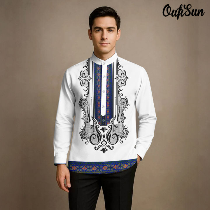 Barong Tagalog For Men Modern Plus Size Men's Casual Shirt, Business ...