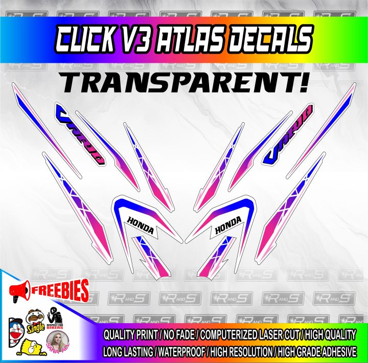 CLICK V3 ATLAS DESIGN DECALS HD PRINT ( MORE COLORS AVAILABLE ) | Lazada PH