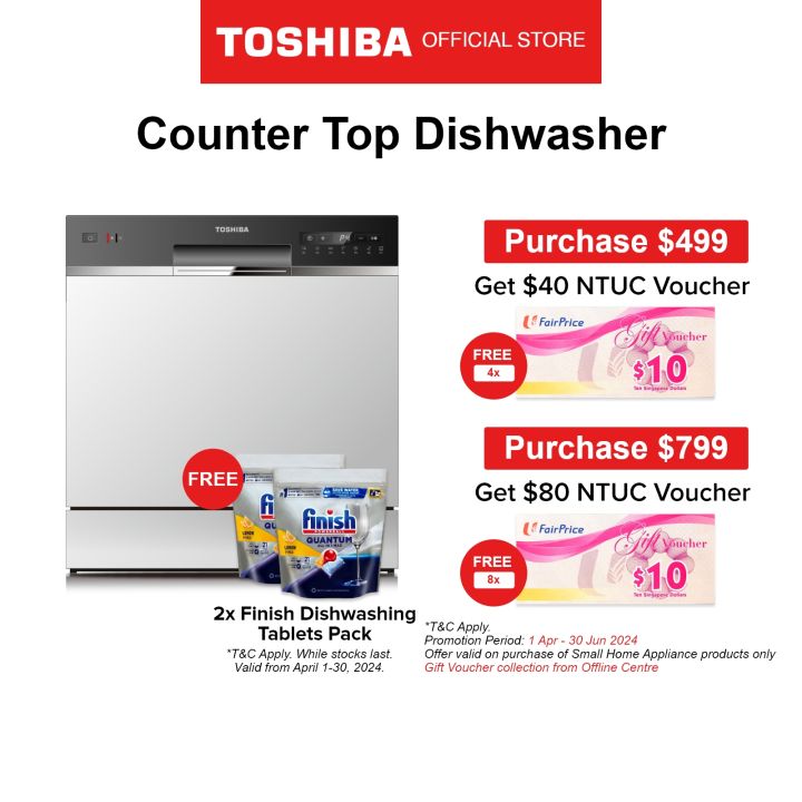 [FREE GIFT]Toshiba DW-08T1(S)-SG Cool Grey Compact Tabletop Self ...
