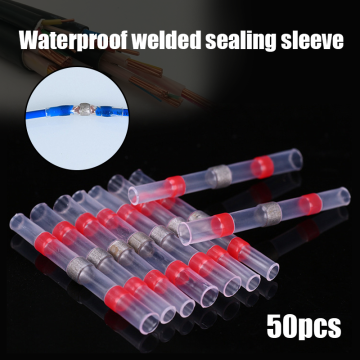 50PCS Wire Seal Connectors Solder Seal Sleeve Splice Butt Connectors ...