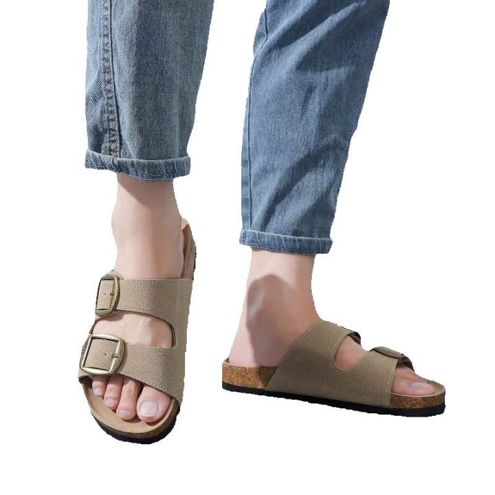 Water Fish New Two Strap Men's Sandals korea Plush surface flat ...