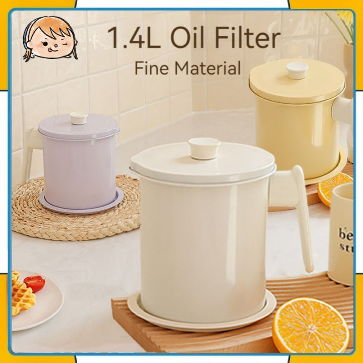 1.4L Anti scald handle Refined iron Oil Container with Strainer Oil ...