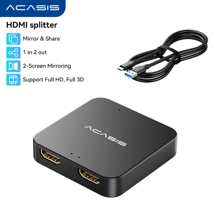 ACASIS HDMI Splitter One HDMI Input Signal Split Into Two HDMI Receiver ...
