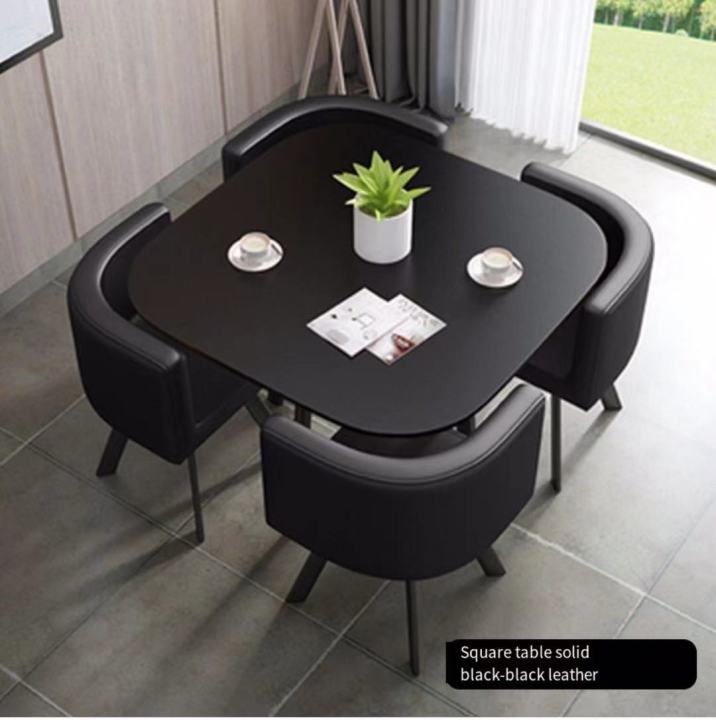 space saver 4 seater dining set solid wood table top | Lazada PH