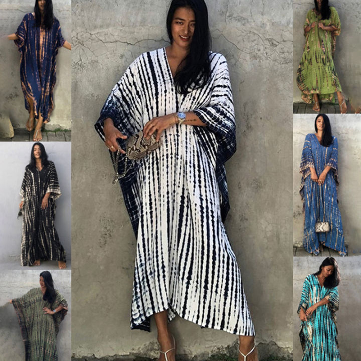 Sexy Summer Boho Bikini Cover Ups Stripe Women Beach Dress Bathing Suit ...