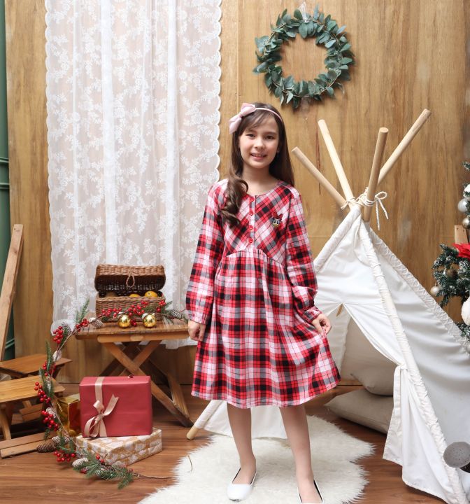 Long sleeve dress/ Dress lengan panjang/ Daisy Duck Red Style | Lazada ...