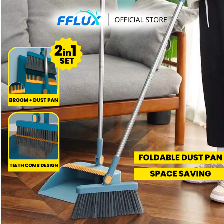FFLUX 2022 New 2 IN 1 Foldable Broom And Dustpan Set Penyapu Dan Penyodok Penyapu Lantai 扫把 | Lazada