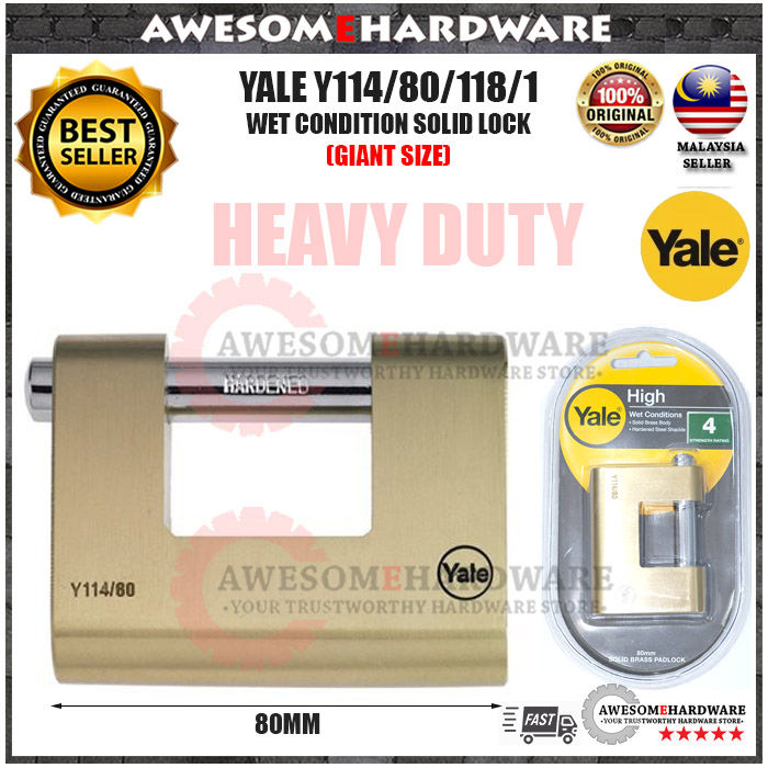 (GIANT) YALE Y114/80/118/1 HEAVY DUTY SOLID BRASS PILLAR PADLOCK | Lazada