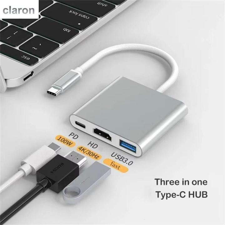 CLARON 4K HDMI USB C HUB 3 in 1 TYPE C Extension Cable USB C to HD ...