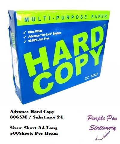 Advance Hard Copy Paper 80gsm Substance 24 Short A4 Long 500Sheets Per ...