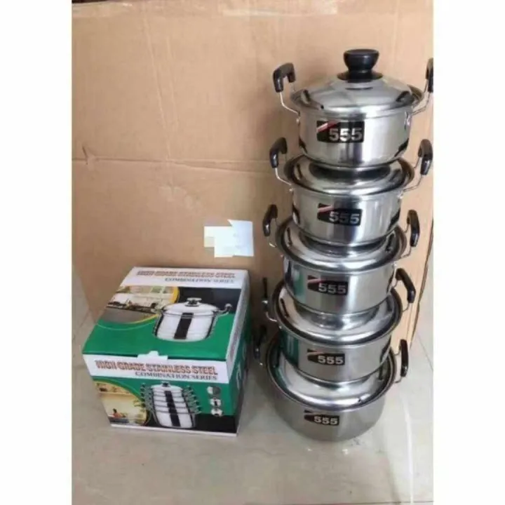 555 Stainless steel ware stockpot 5in1 cookwareset 5PCS | Lazada PH