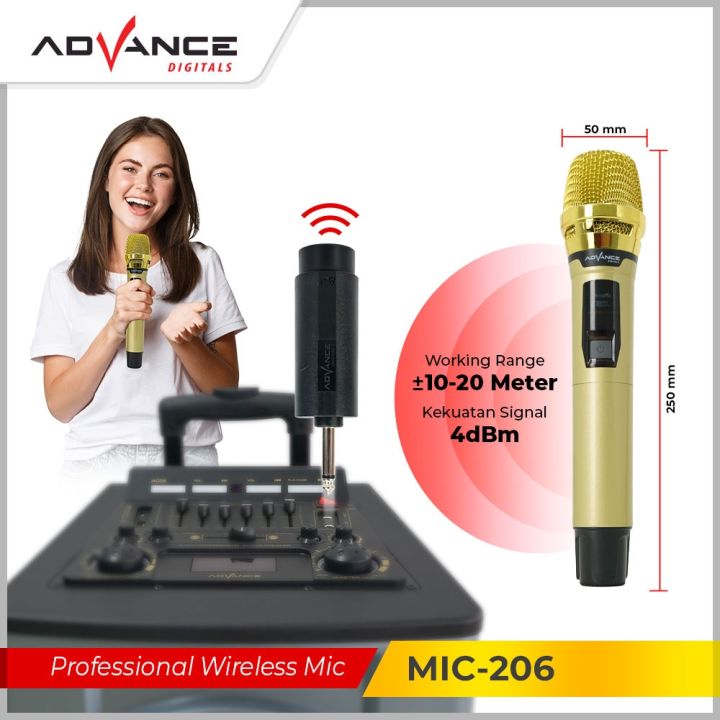 Advance MIC 206 Double Digital Mic Wireless Microphone Metalic Garansi ...