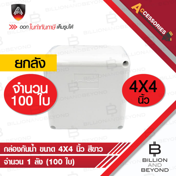 APOLLO กล่องกันน้ำพลาสติกสีขาว สำหรับงานติดตั้งภายนอก ขนาด 4x4 นิ้ว ยก ...