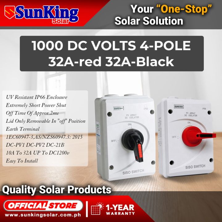 1000 DC Volts 4-Pole 32A - Red & 32A - Black | Lazada PH