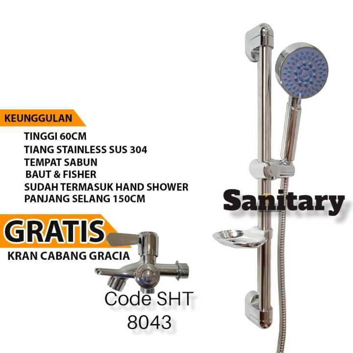 Shower SET Tiang GRATIS KRAN CABANG Ukuran 1/2inch Shower Aliran ...
