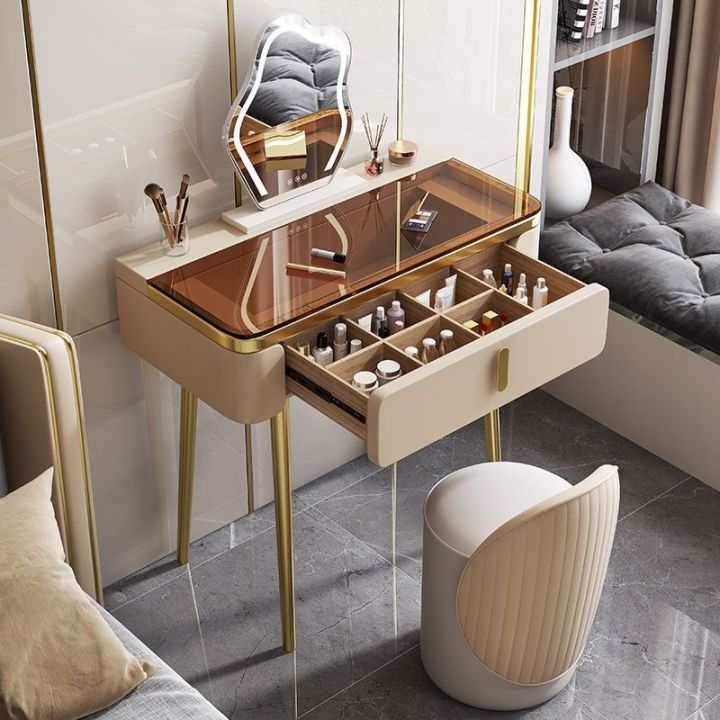 Solid Wood Glass Dressing Table 2023 New Bedroom Small Rock Plate ...