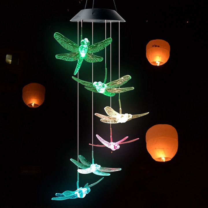 Home Zania Solar Light Garden Lamp LED Solar Powered Dragonfly Wind ...
