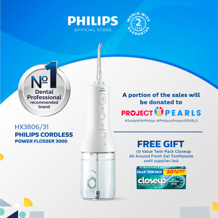 Philips Cordless Power Flosser 3000 HX3806/31 + FREE Closeup Toothpaste ...