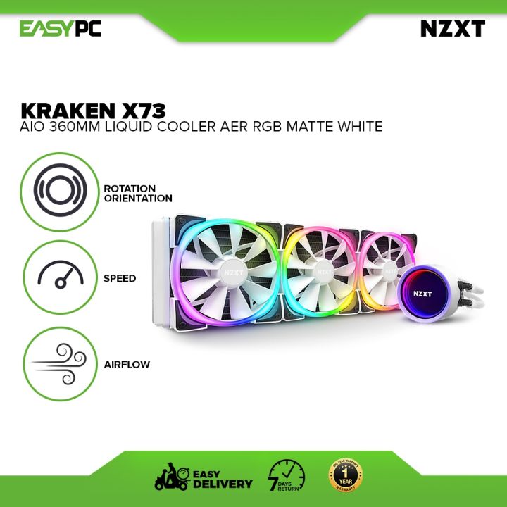 EasyPC | Nzxt Kraken X73 Aer RGB Matte White |AIO 360mm Liquid Cooler RL-KRX73-RW Liquid Cooler ...