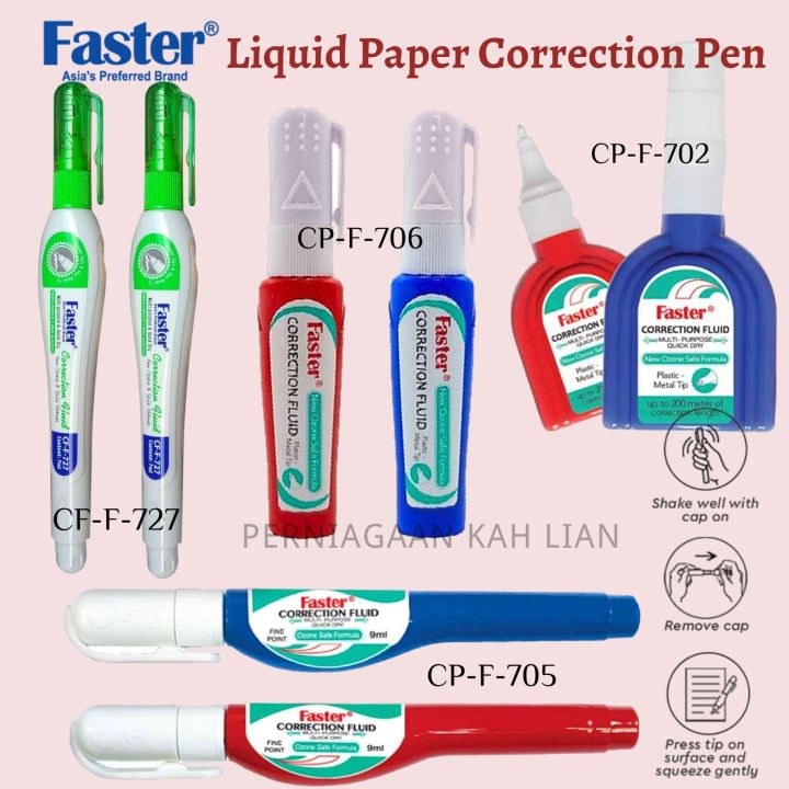 Faster Correction Pen / Correction Fluid Liquid Pen / Liquid Paper Pen ...
