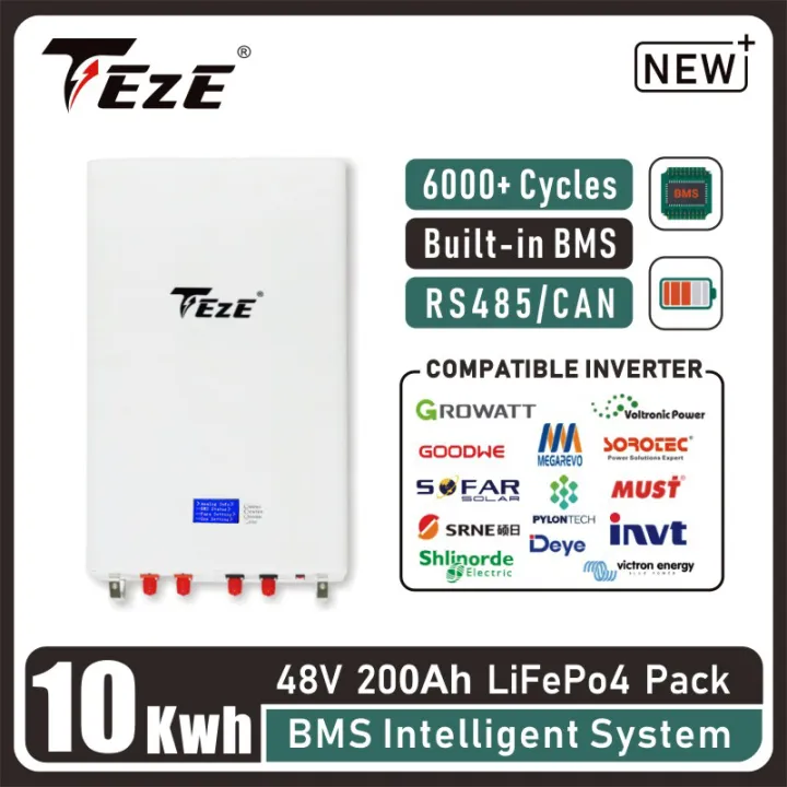 TEZE Powerwall 10Kwh 48V 200AH Lifepo4 Battery Built-In 100A BMS CAN ...