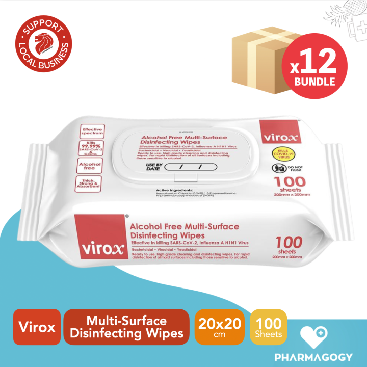 [Bundle of 12] VIROX Multi-surface Disinfecting Wipes (Alcohol Free ...